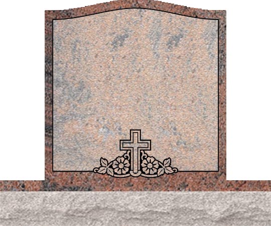 Individual Upright Headstones - Cross and Dogwood in Bottom Panel