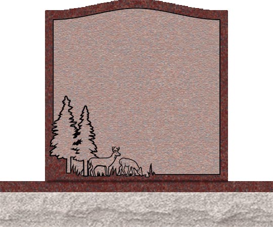 Individual Upright Headstones - Natural Scenery with Deer