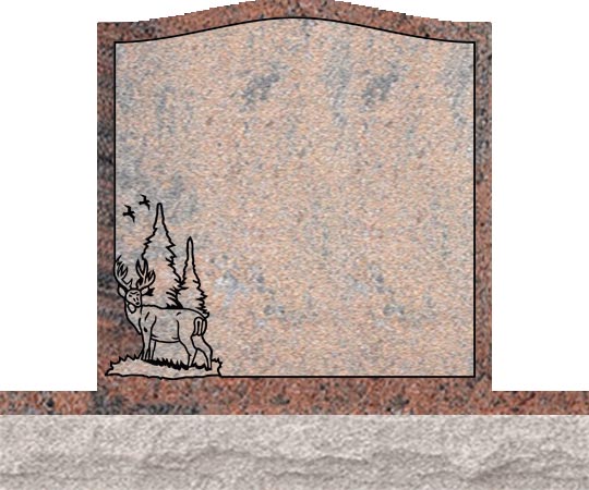 Individual Upright Headstones - Deer with Pine Tree