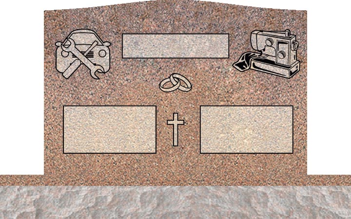Companion Upright Headstones - Car Tools and Sewing Machine